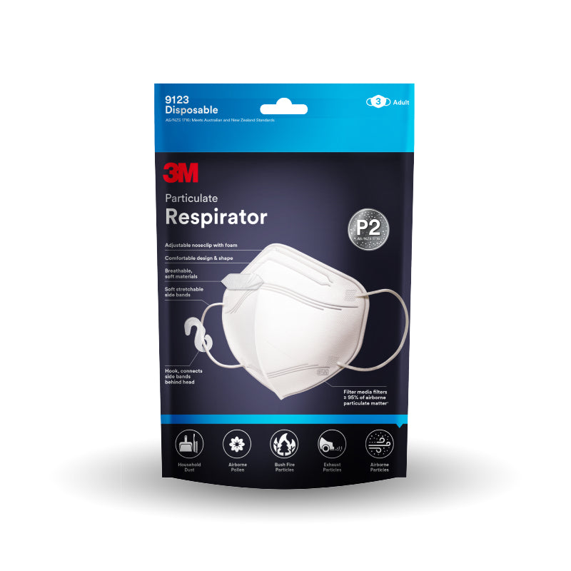 Buy 3M Disposable Mask P2 Respirator 9123EN-3 Pack of 3 - MyDeal Australia