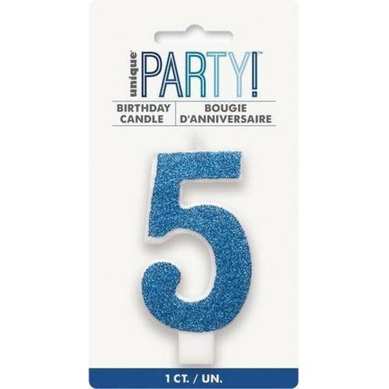 Buy Birthday Candle Number 5 - Glitter Blue - MyDeal