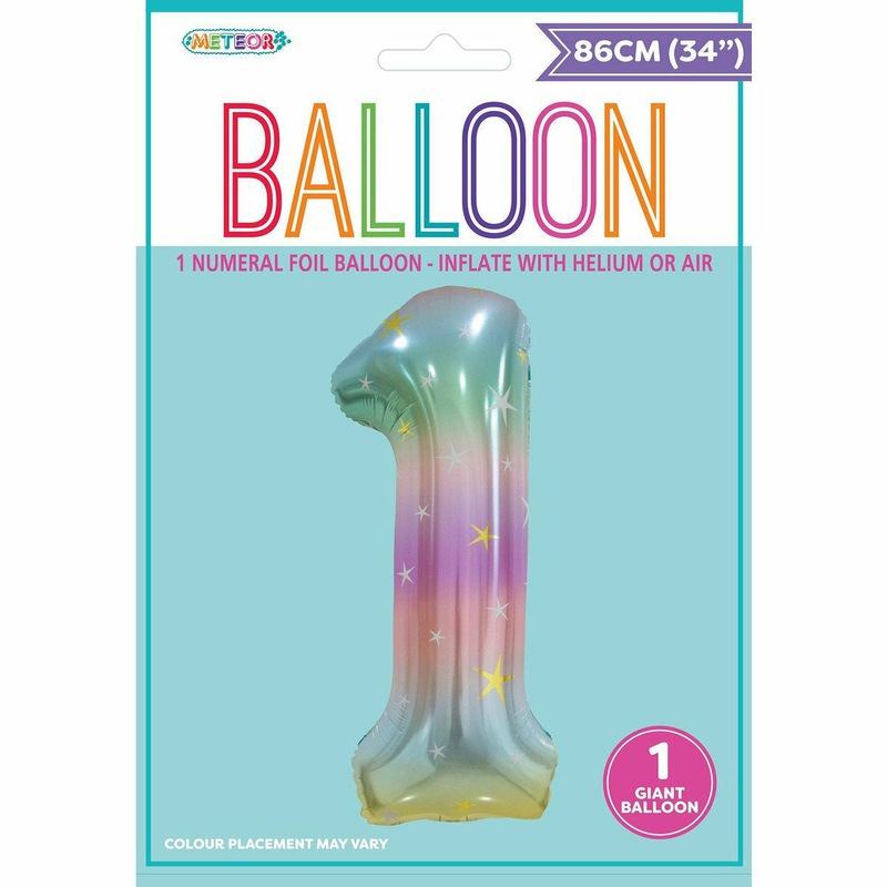 Buy Foil Balloon Number 1 - Pastel Rainbow - MyDeal