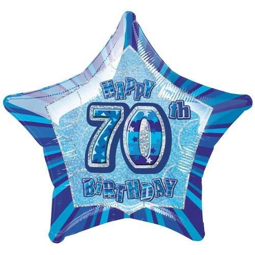 Buy Glitz Blue Happy 70th Birthday Star Foil Balloon 50cm - MyDeal ...