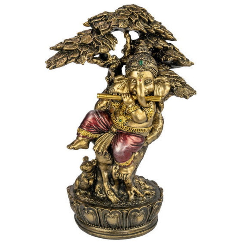 Buy Ganesh Reading Under Tree - Gold & Red - MyDeal
