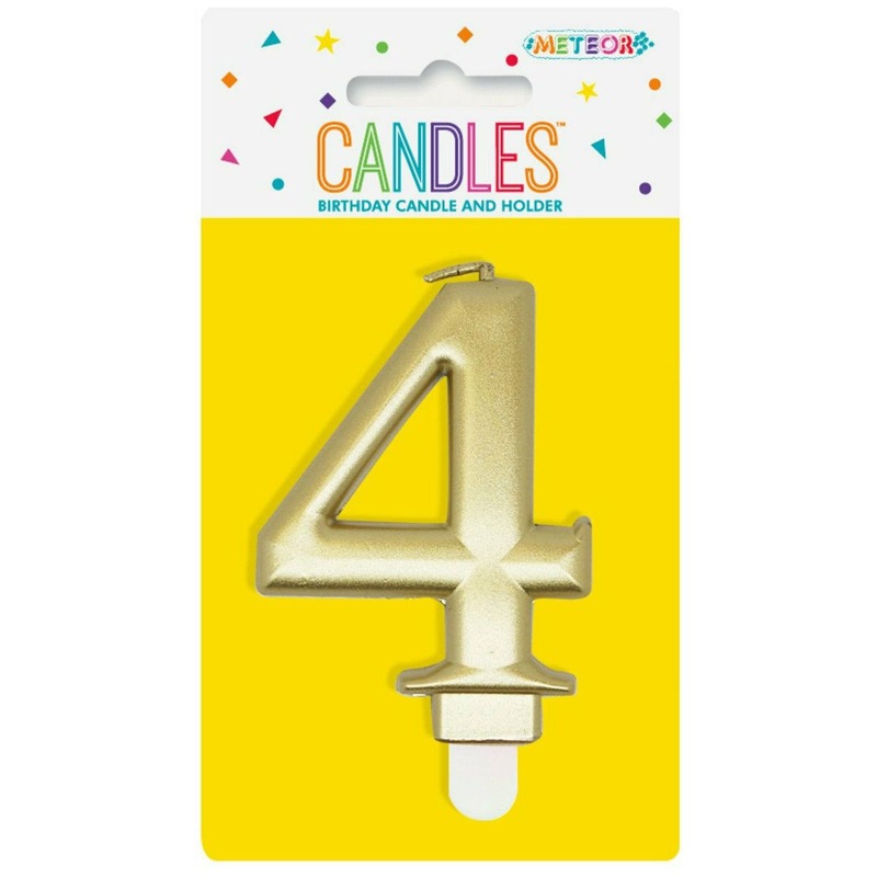 Buy Number 4 Metallic Gold Birthday Candle - MyDeal