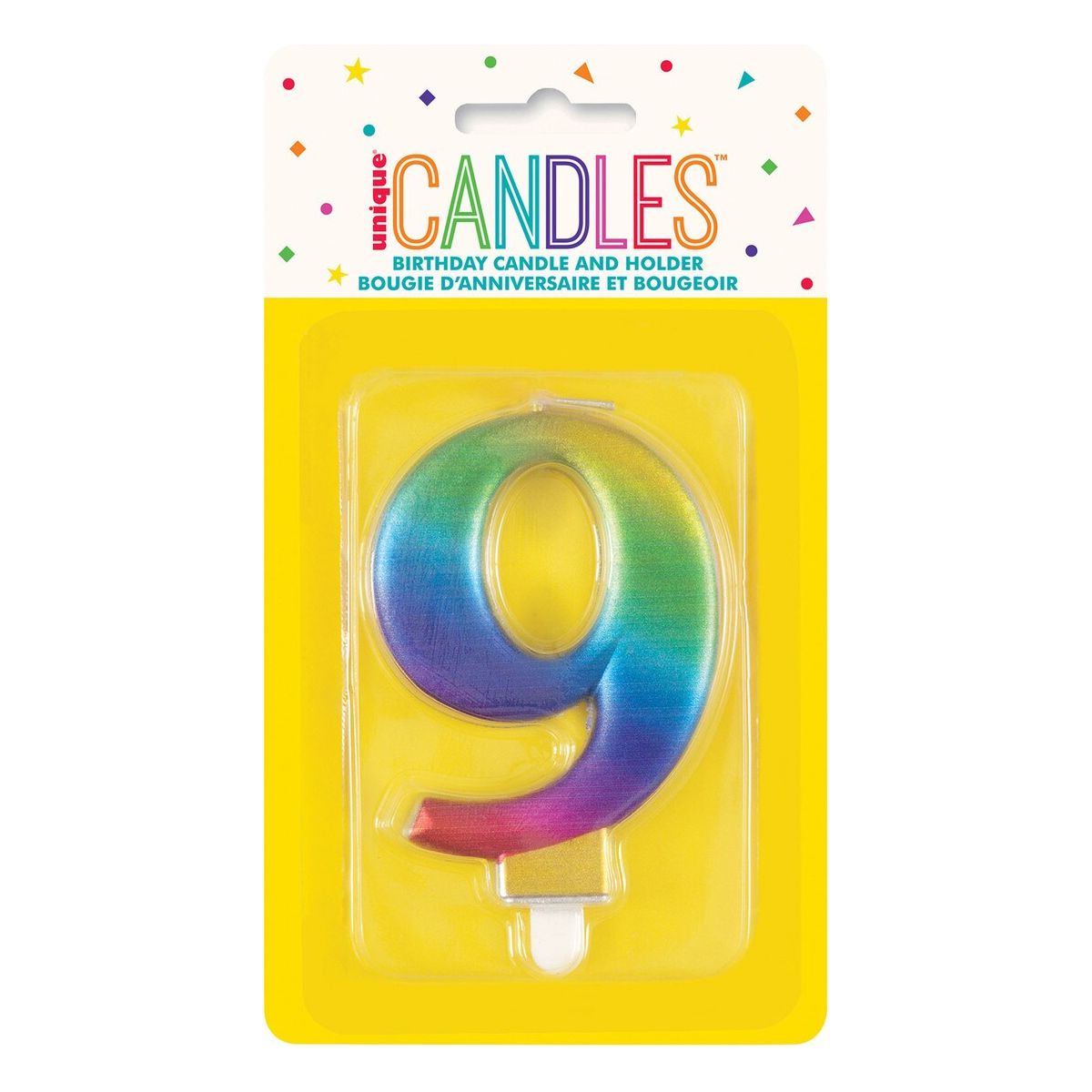 Buy Birthday Candle Number 9 - Metallic Rainbow - MyDeal Australia