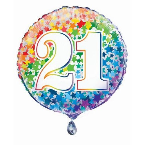 Buy Rainbow Stars Number 21 Foil Balloon - MyDeal Australia