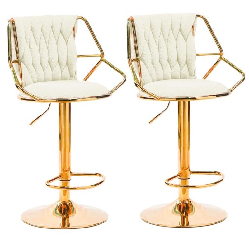Buy SERENITà Velvet Padded Golden Round Base Barstools Chairs with ...