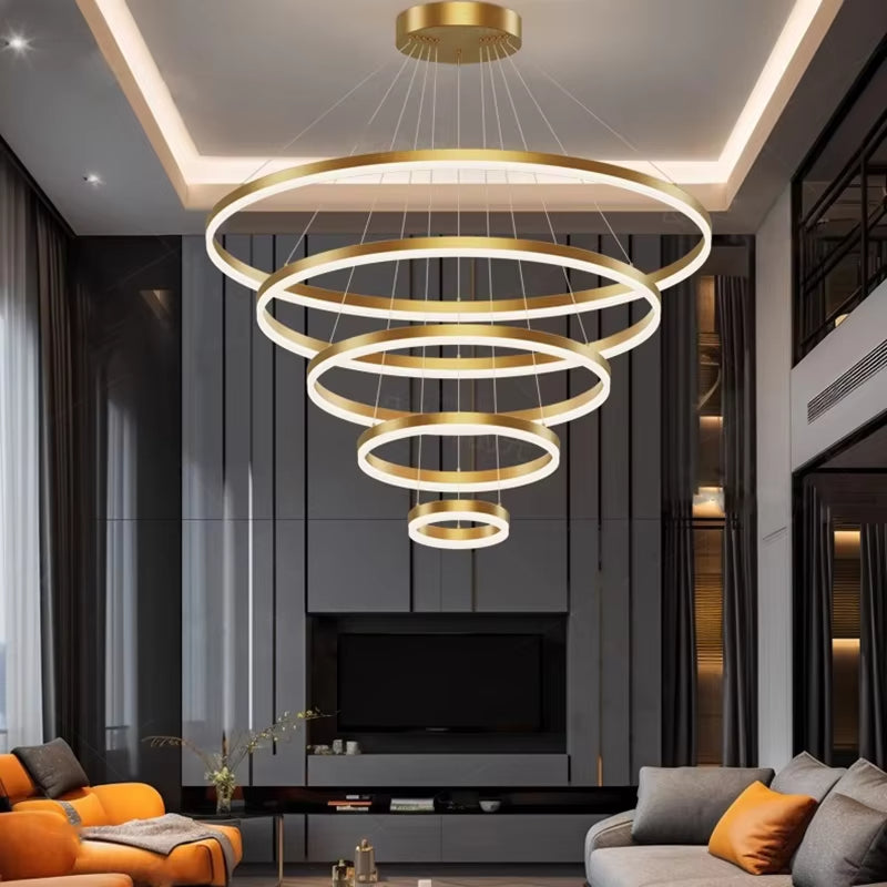 Buy BAMDECOR A18815 Modern LED Chandelier, Dimmable Pendant Light with Remote Control Rings ...