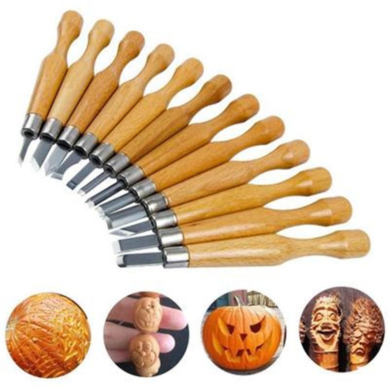 Buy 12Pcs/Set Wood Carving Chisel Tools Set Woodcut Woodworking Arts ...
