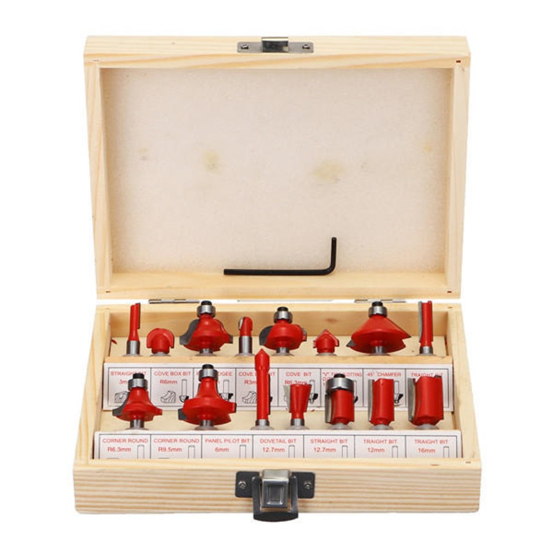 Buy 15Pcs 1/4 Inch Shank Tungsten Carbide Trim Router Bit Set Wood ...