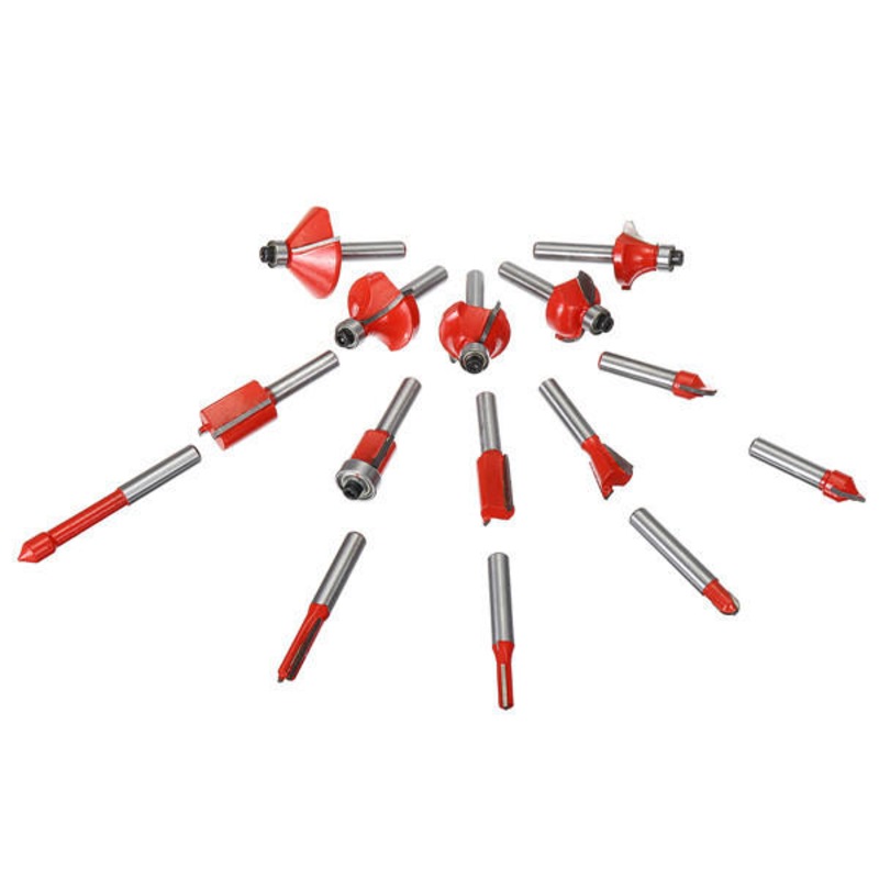 Buy 15Pcs 1/4 Inch Shank Tungsten Carbide Trim Router Bit Set Wood ...