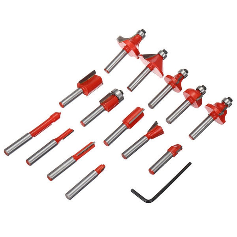 Buy 15Pcs 1/4 Inch Shank Tungsten Carbide Trim Router Bit Set Wood ...