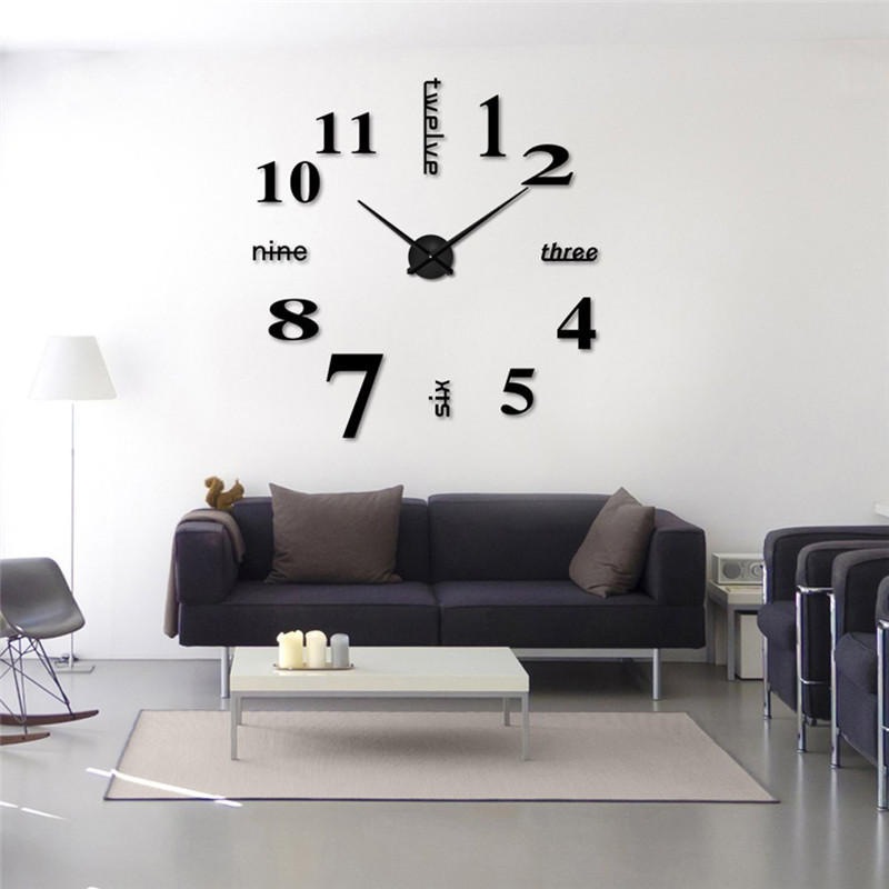Buy 3D Diy Modern Wall Clock Silent Mirror Surface Living Room Hanging ...
