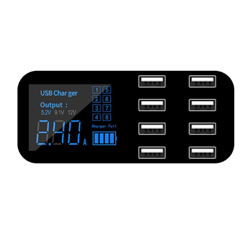 Buy 5V 8A 40W Smart Car Display Usb Charger Adapter 8 Ports Led Digital ...