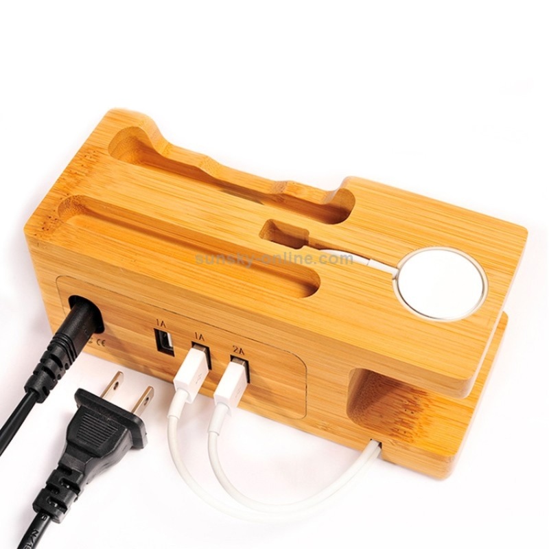 Buy Multi-Function Bamboo Charging Station Charger Stand Management ...
