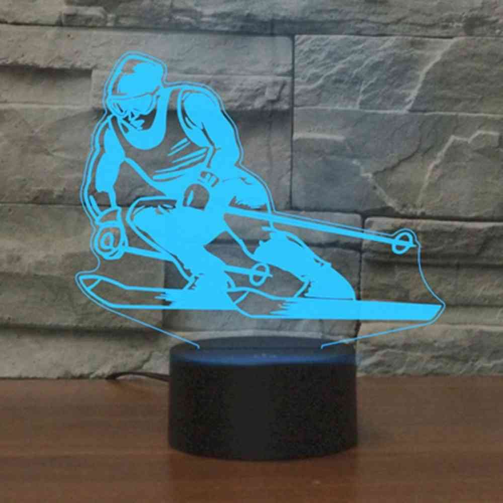 Buy Skiing Shape 3D Colorful LED Vision Light Table Lamp, Charging ...