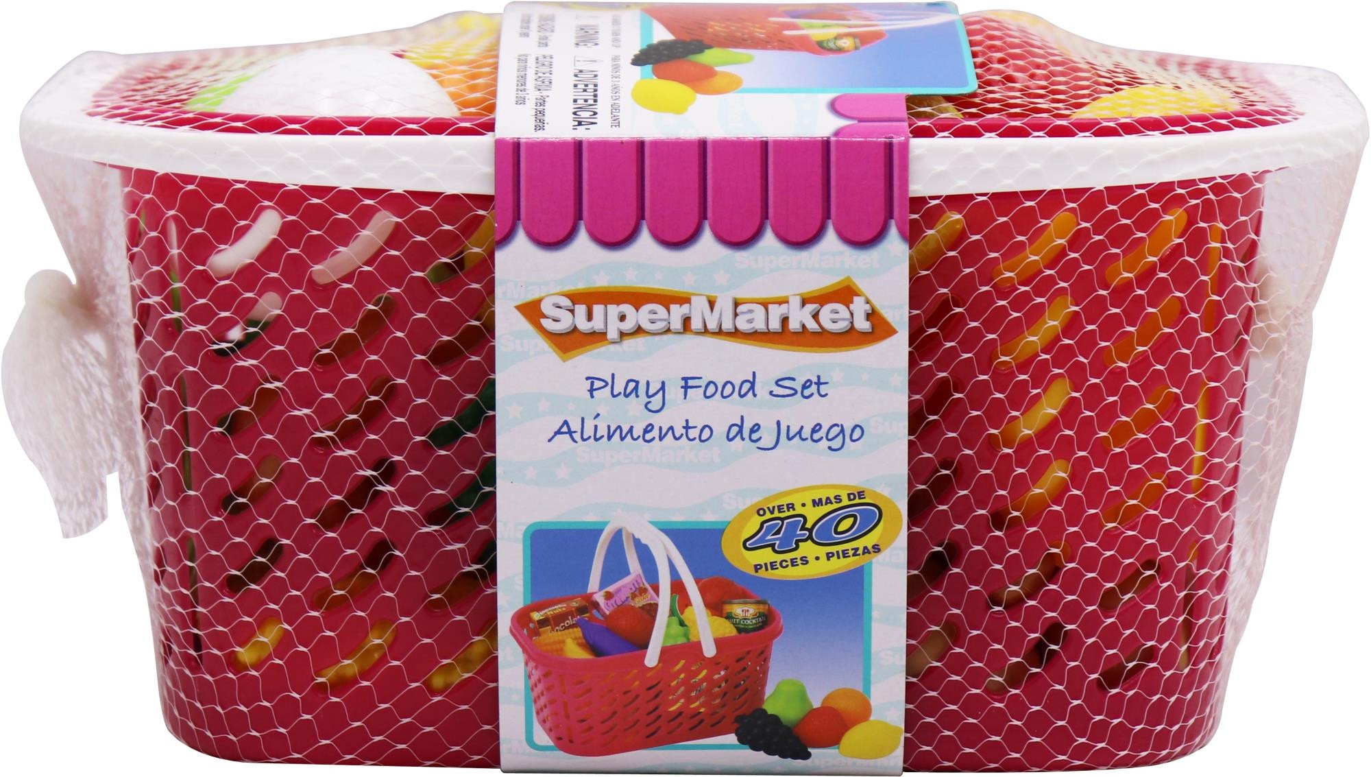 Buy 40 Pcs. Toy Plastic Food Set In A Carry Basket - MyDeal Australia