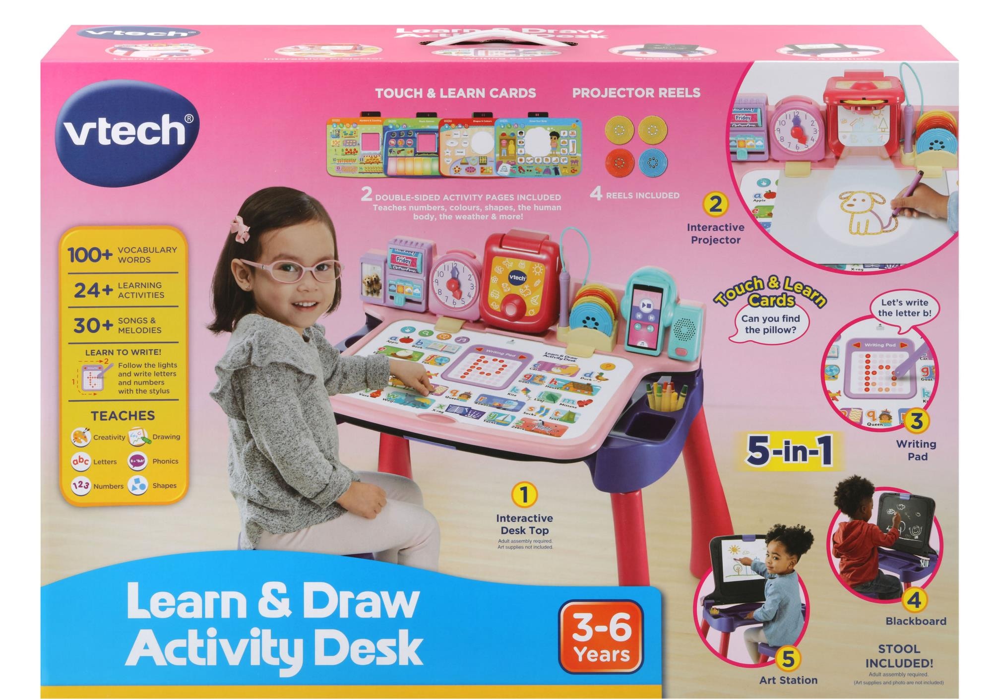 Buy VTech Learn & Draw Activity Desk Pink - MyDeal Australia