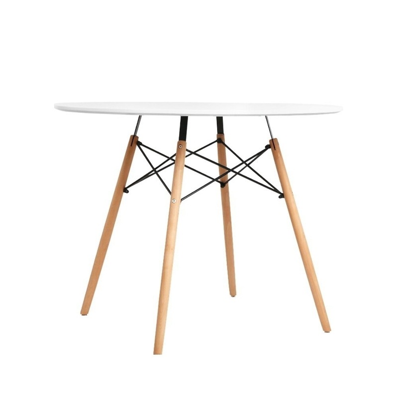 Buy Artiss Dining Table Round 4 Seater Replica Tables Cafe Timber White ...