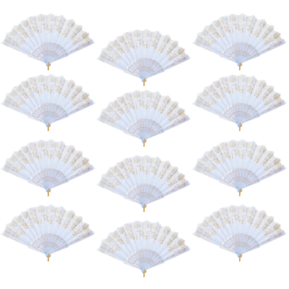 Buy 12pce White Glitter Hand Fan Beautiful Colour Butterfly Design Fold ...