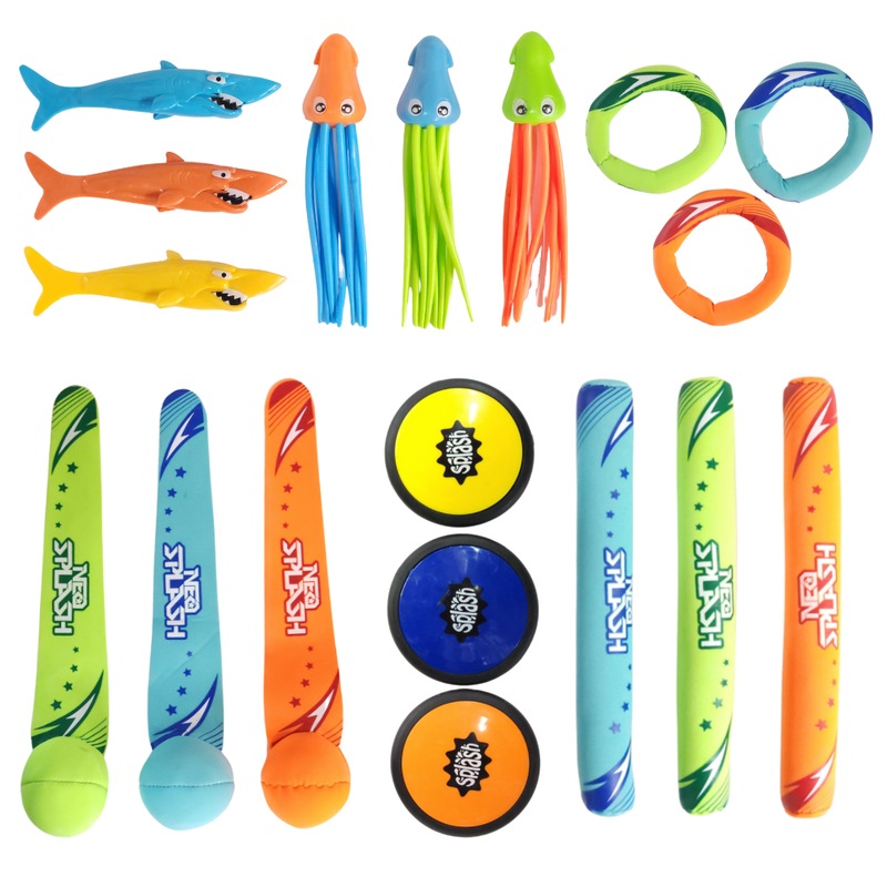 Buy 18pce Pool Games Set Weighted Toys & Skimmers for Parties & Beach ...