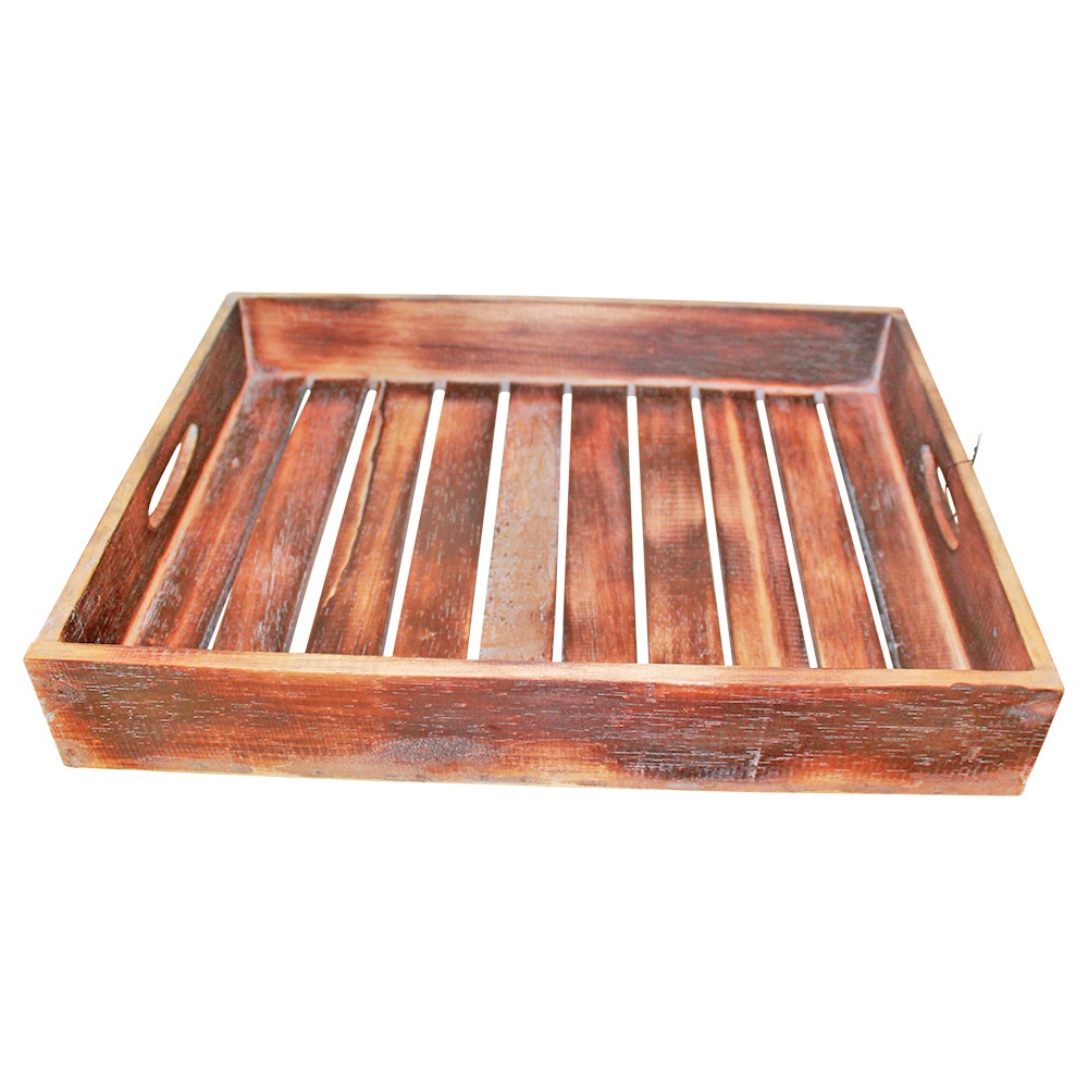 Buy 1pce Natural Brown Wooden Carry Tray with Slats, Hand Made, Beach ...