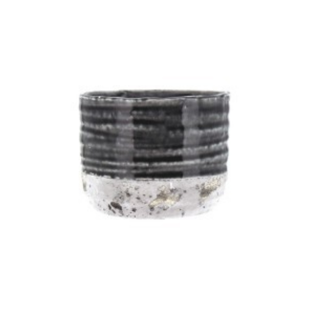 Buy Grey Round Ceramic Pot, Flower Herb Planter Rustic 12.5cm 1pce ...