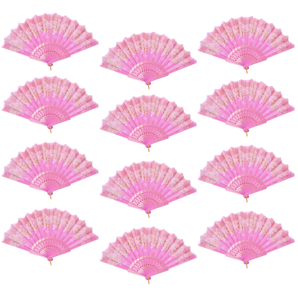 Buy 24x Pink Glitter Hand Fans Beautiful Colour Butterfly Design Fold ...