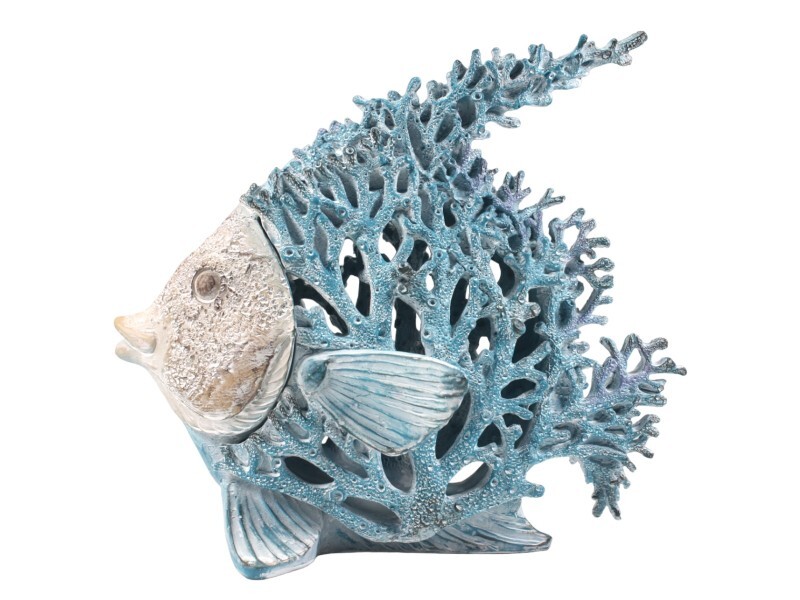 Buy 27cm Fish with Blue & White Coral Design - Ocean-Inspired Coastal ...