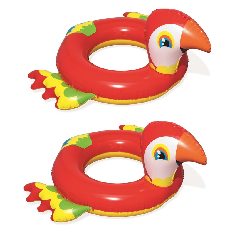 Buy 2x Inflatable Swim Rings Set Red Toucan 84x76cm Kids Pool Toy - MyDeal