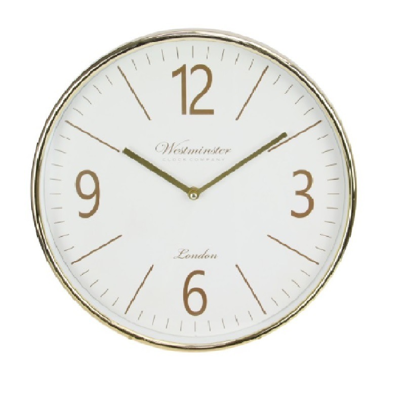 Buy 34cm Gold Frame Wall Clock, Modern Style Home Westminster - MyDeal ...