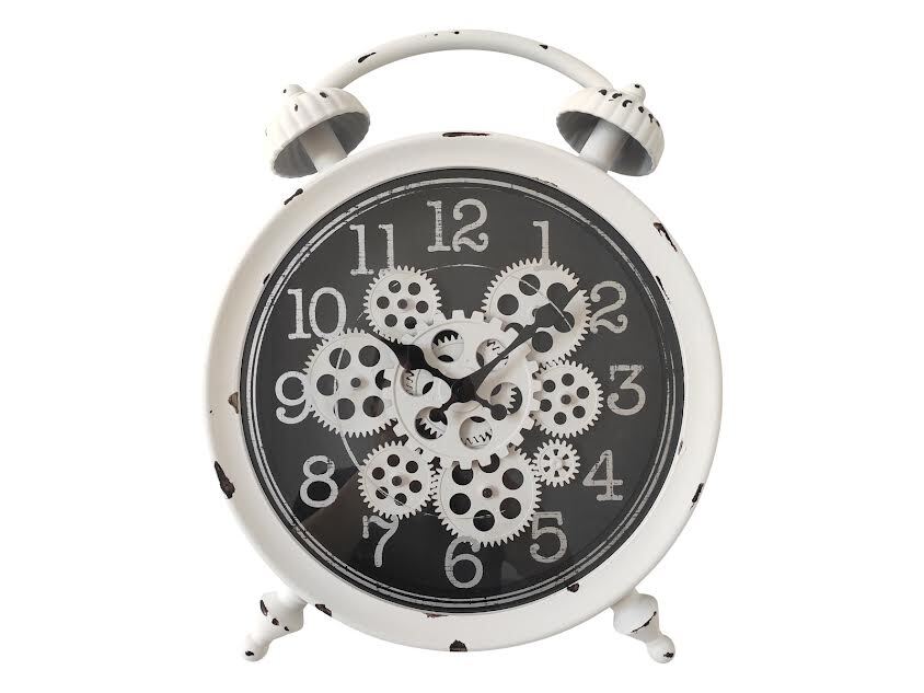 Buy 40cm Cogs Clock Black And White Antique Style Rustic - MyDeal Australia