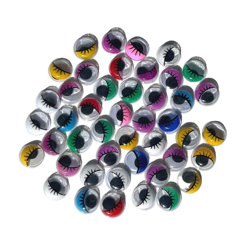 Buy 50pcs Craft Googly Eyes Multicolour Eyelids 12mm Glue On Decorate ...