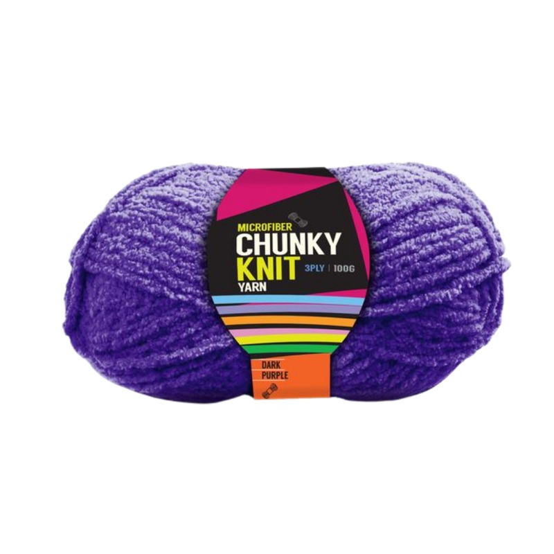 Buy Dark Purple Chunky Knitting Wool Yarn 100g 3 Ply 1 Roll Microfiber ...