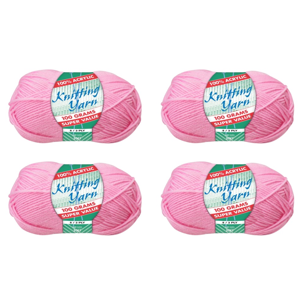 Buy Fairy Floss Knitting Wool Yarn 4 Rolls Set 8 Ply 100g 100% Acrylic ...