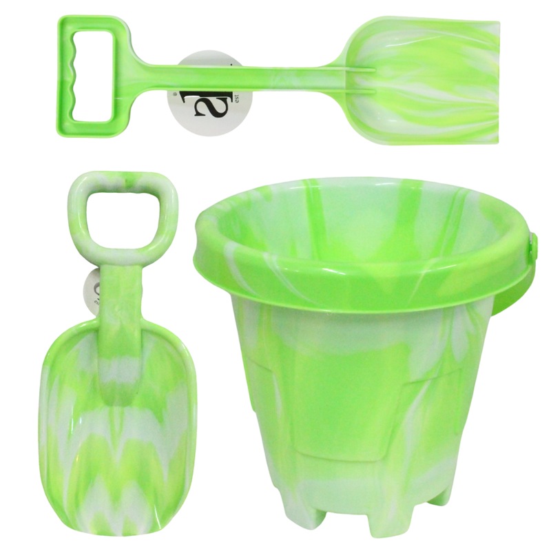 Buy Green Beach Bucket & Shovels 3pce Kids Summer Play Set Marble Look ...