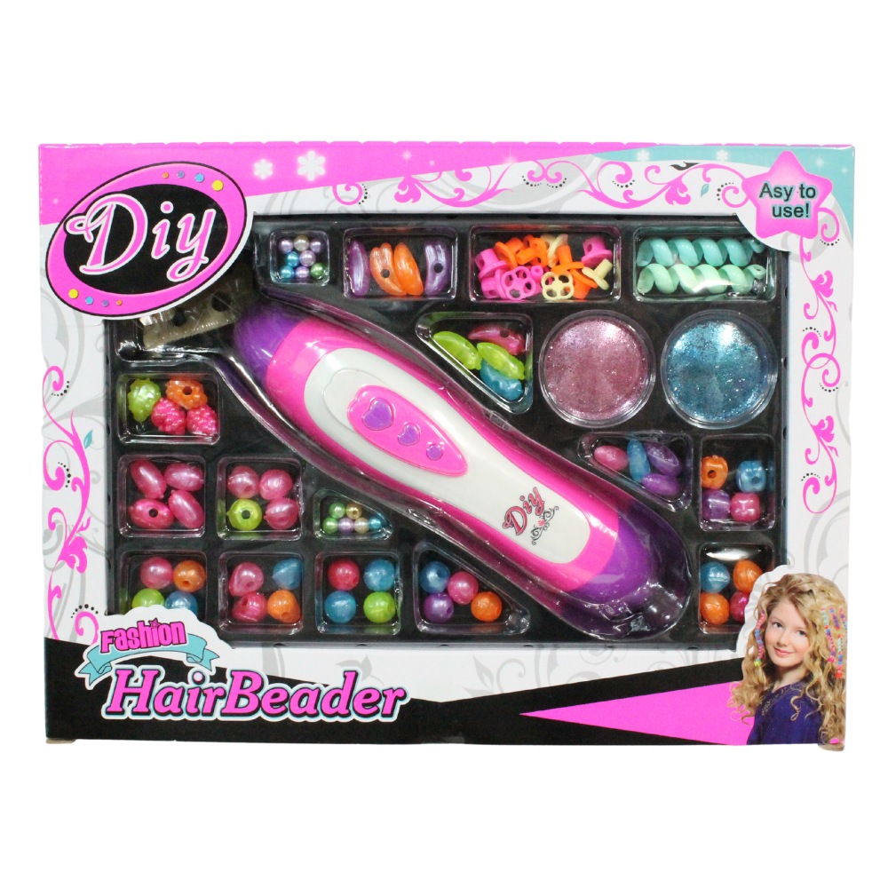 Buy Hair Beader Kit 100's Beads Kids Fashion Style DIY Play Set ...