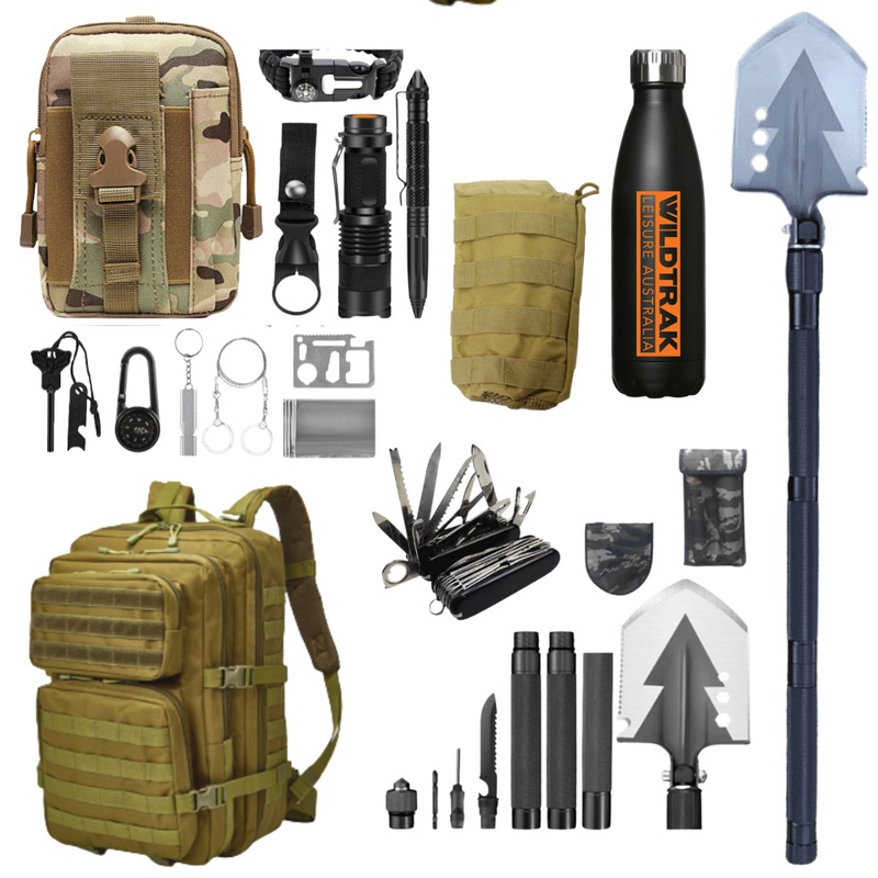 Buy Hiking Backpack Setup Kit Tactical Survival Equipment Beige ...