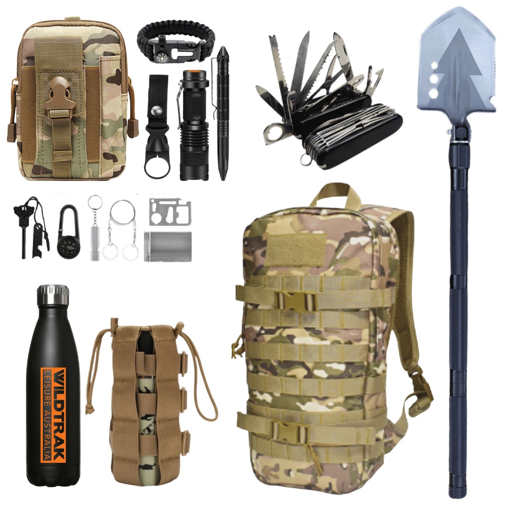 Buy Hiking Backpack Setup Kit Tactical Survival Equipment Camo Trekking ...