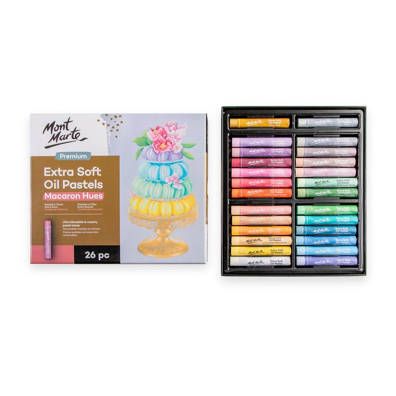 Buy Mont Marte Extra Soft Oil Pastels Macaron Hues Colours 26pce Artist ...