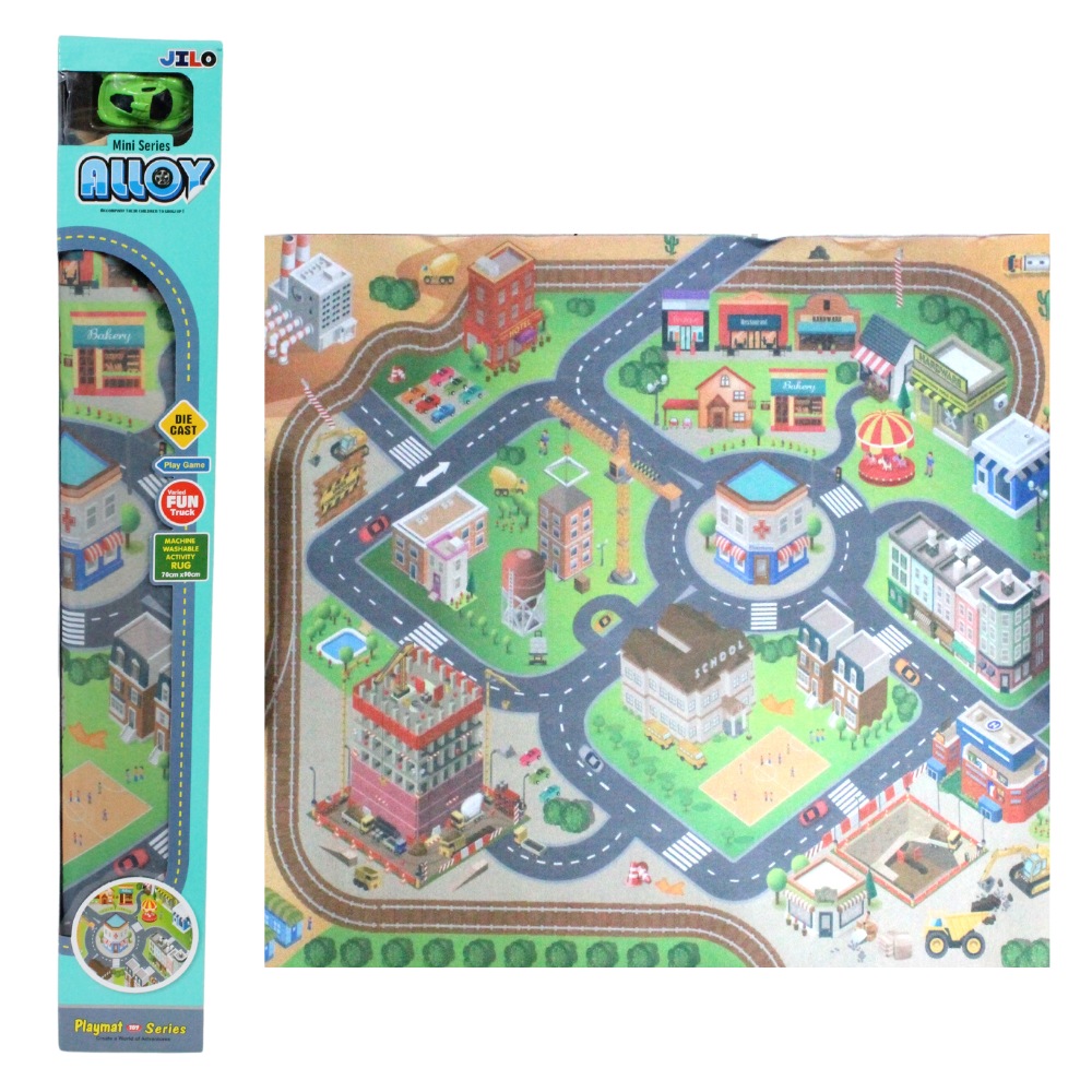 Buy Toy Car & Playmat Set Racetrack Drive Green Car City Design 70x90cm ...