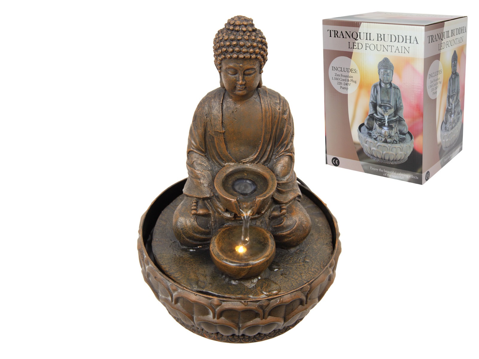 Buy Water Fountain Rulai Buddha with LED Light 29cm Height 1.5m Cord AU ...