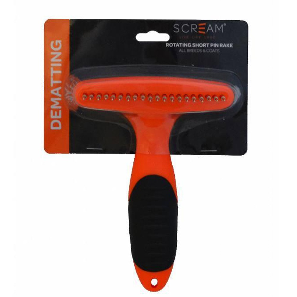 Buy Scream Rotating Short Pin Rake for Dogs Loud Orange - MyDeal Australia
