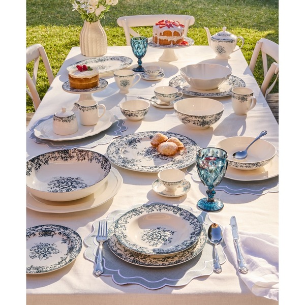 Buy 4x Casa Domani Coupe Serving Bowl Antique Blue Porcelain Rosetta ...