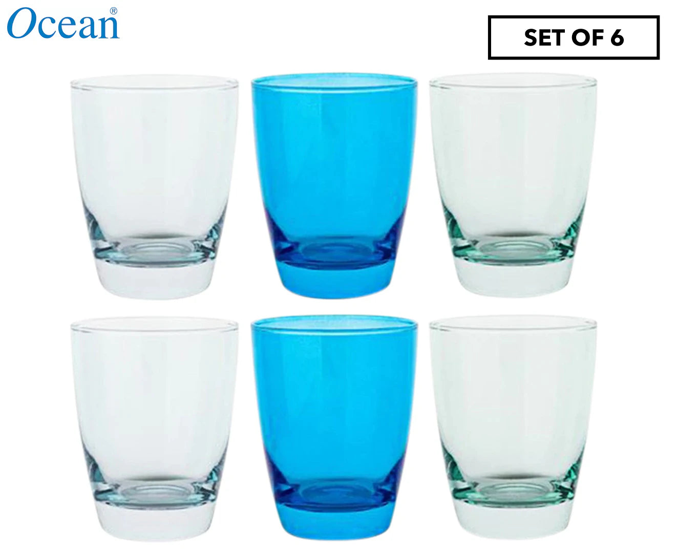 Buy Ocean Tiara Blues Coloured DOF Glasses - Set of 6 - 365ml - MyDeal ...
