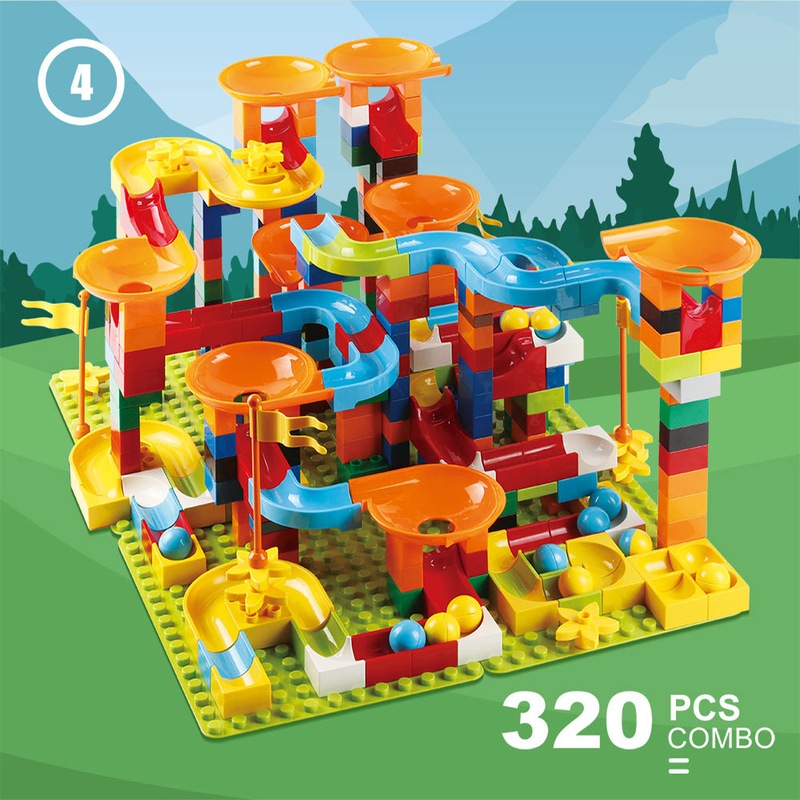 320Pc Duploed Marble Race Run Building Blocks Maze Ball Track Preschool ...