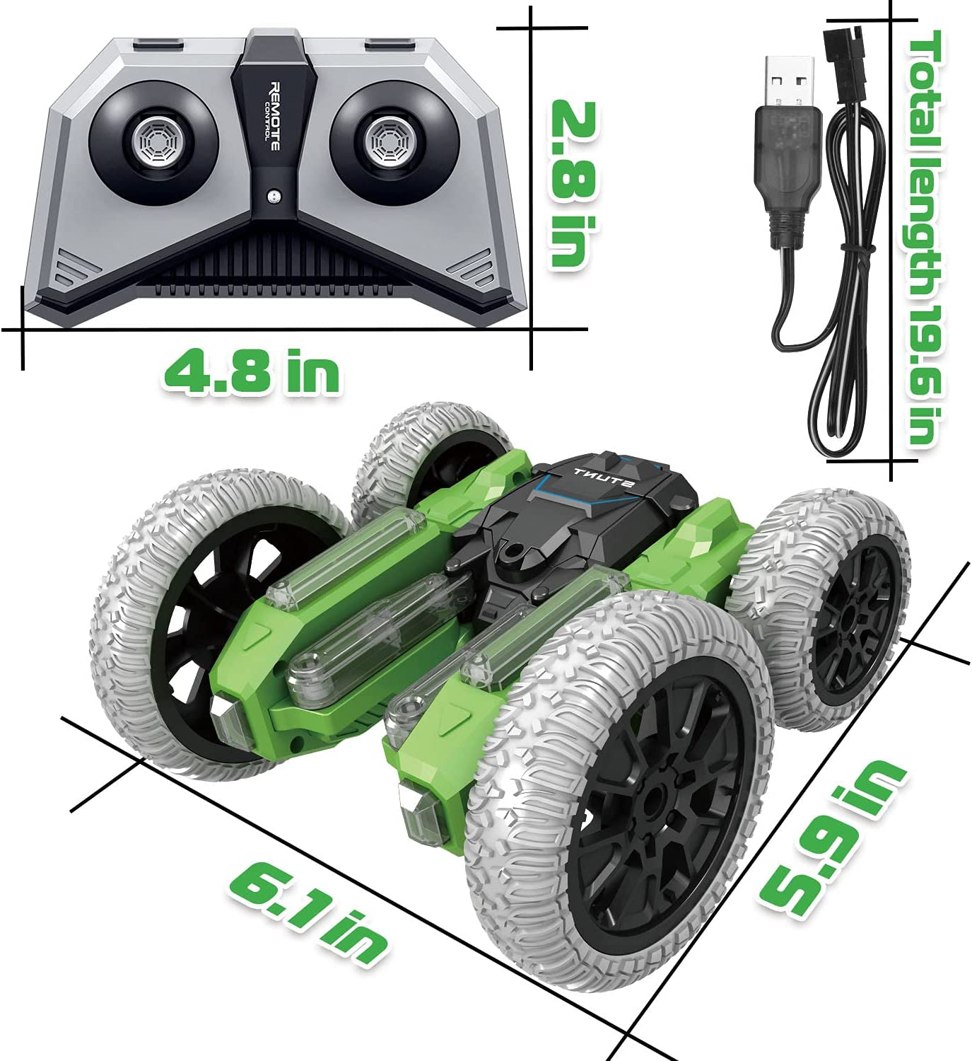 Buy Light Up RC Stunt Car 4WD Remote Control Car 360 Flips Double Sided Rotating Car Kids Indoor Outdoor Toys Gift Blue MyDeal