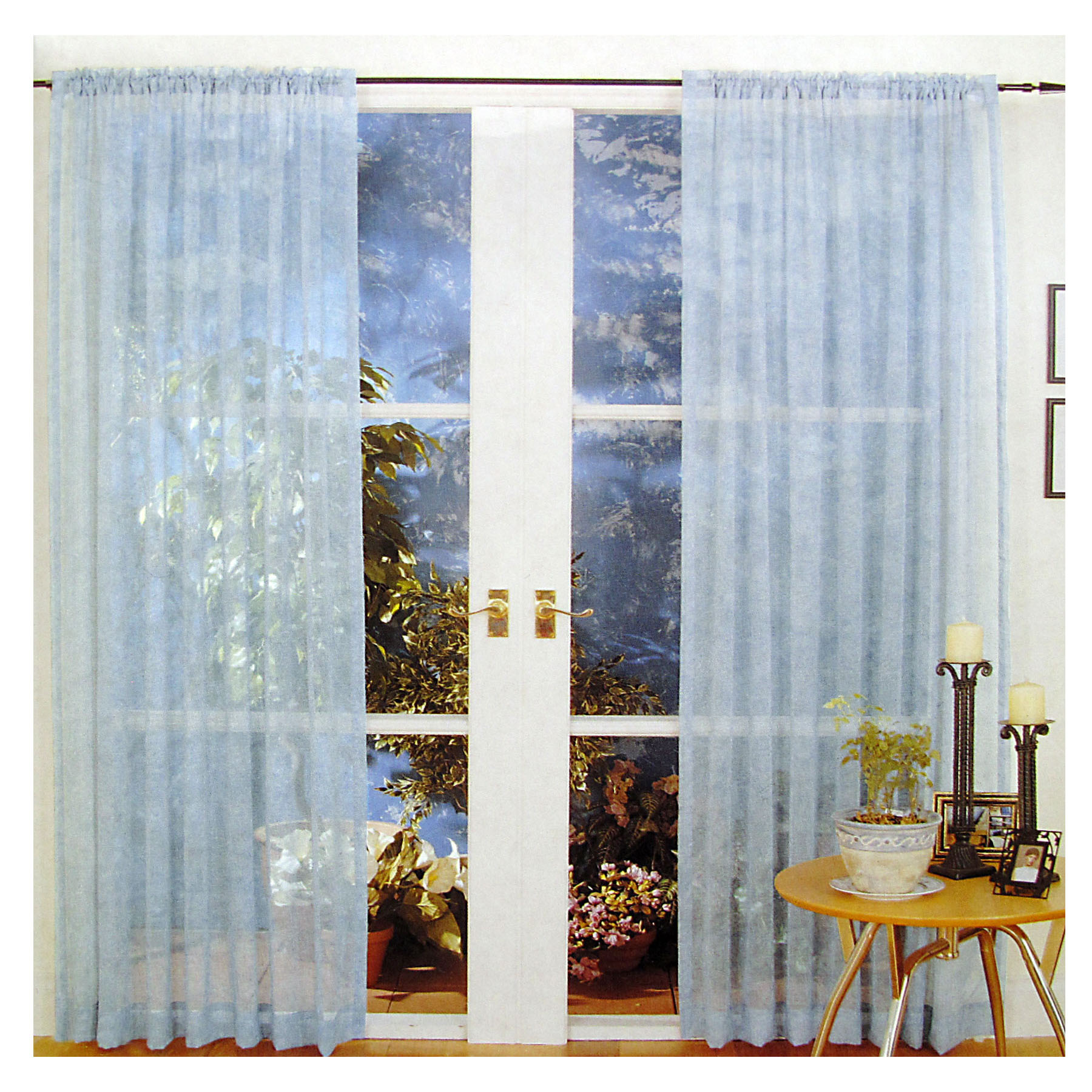 Buy Pair of Voile Panel Trinity Unlined Curtains 100 x 213cm each (Sky ...