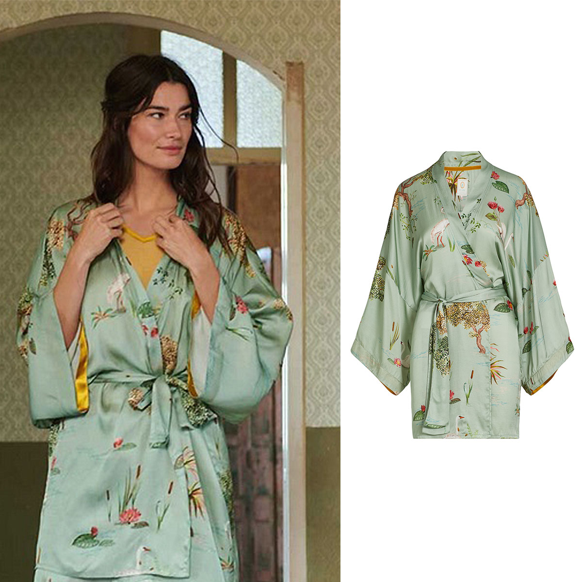 Buy PIP Studio Noon Swan Lake Big Light Green Kimono - MyDeal Australia