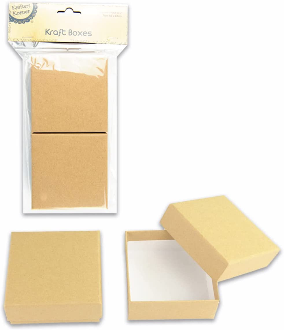Buy 2 x Square Paper Boxes - Brown 4Pce 8.5cm DIY crafts arts Boxes ...
