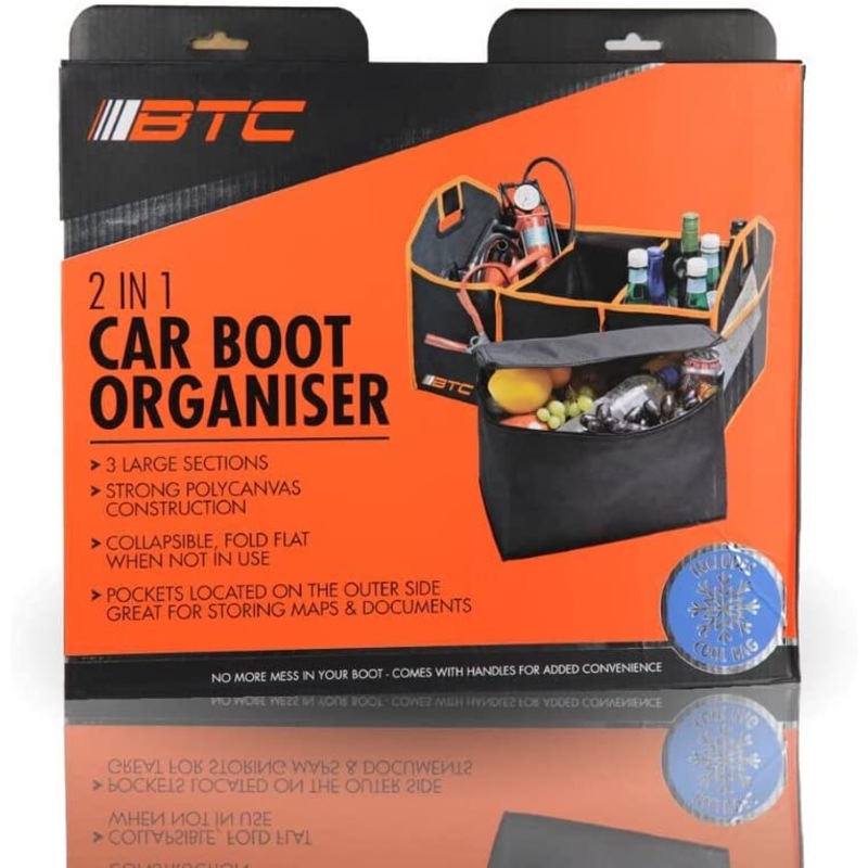 Buy Car Boot Organiser Insulated Cooler Bag 2Pce Collapsible Vehicle ...