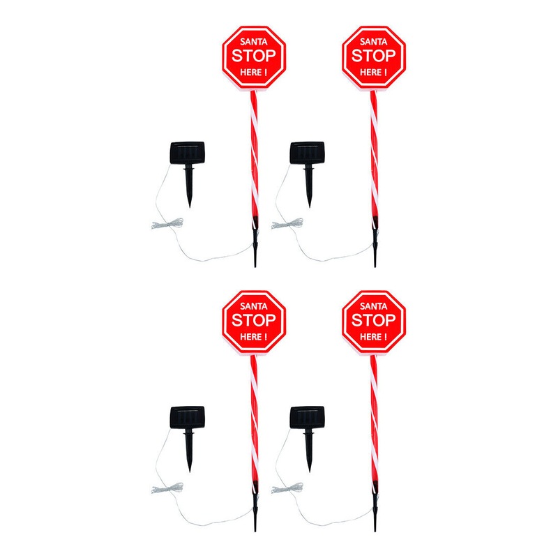 Buy Christmas by SAS [4PK] Warm White Santa Stop Sign Stake Solar Power Led Lights - 70cm - MyDeal
